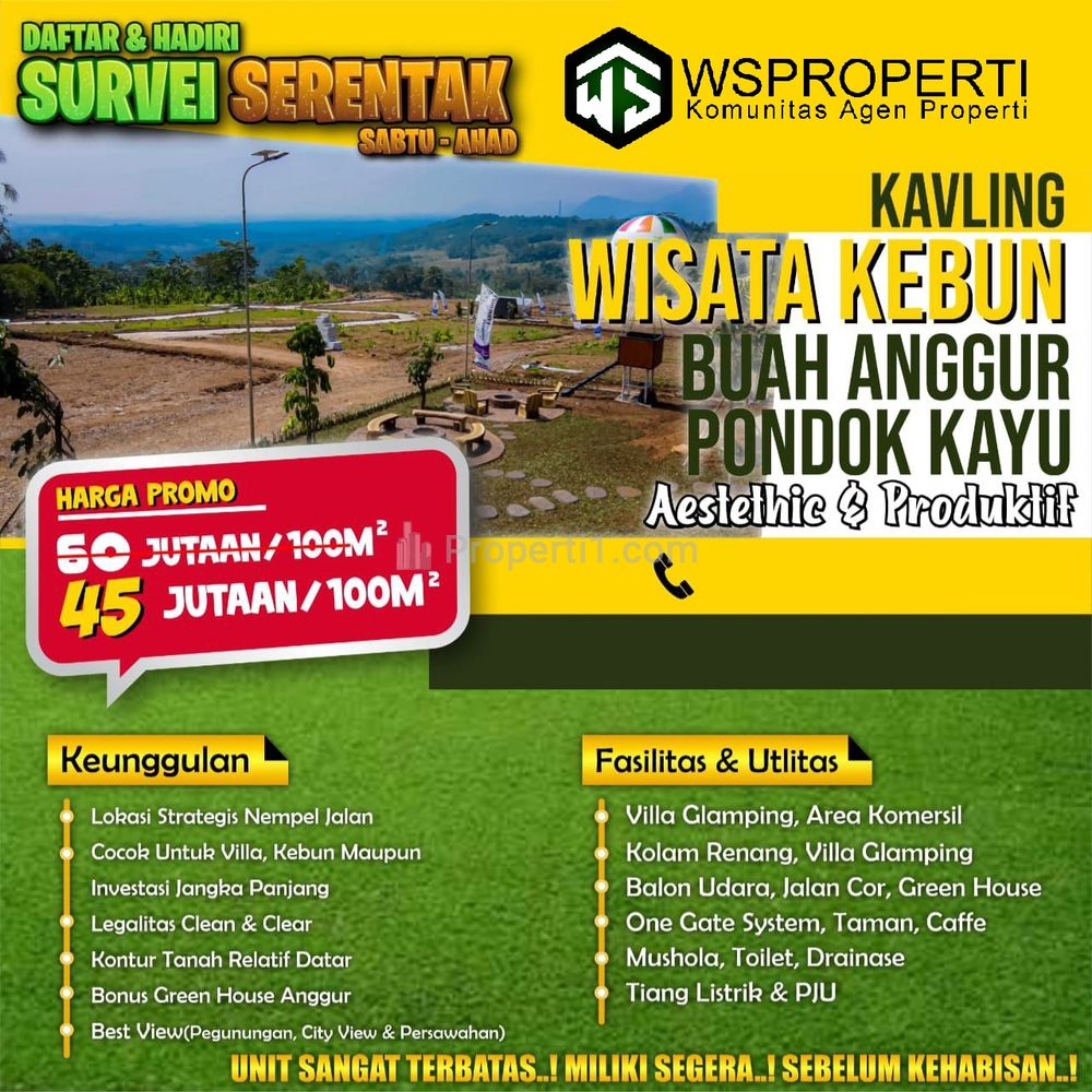 Jual Tanah Kavling Wisata Kebun Anggur Bogor Timur Hanya 90 Menit dari ...