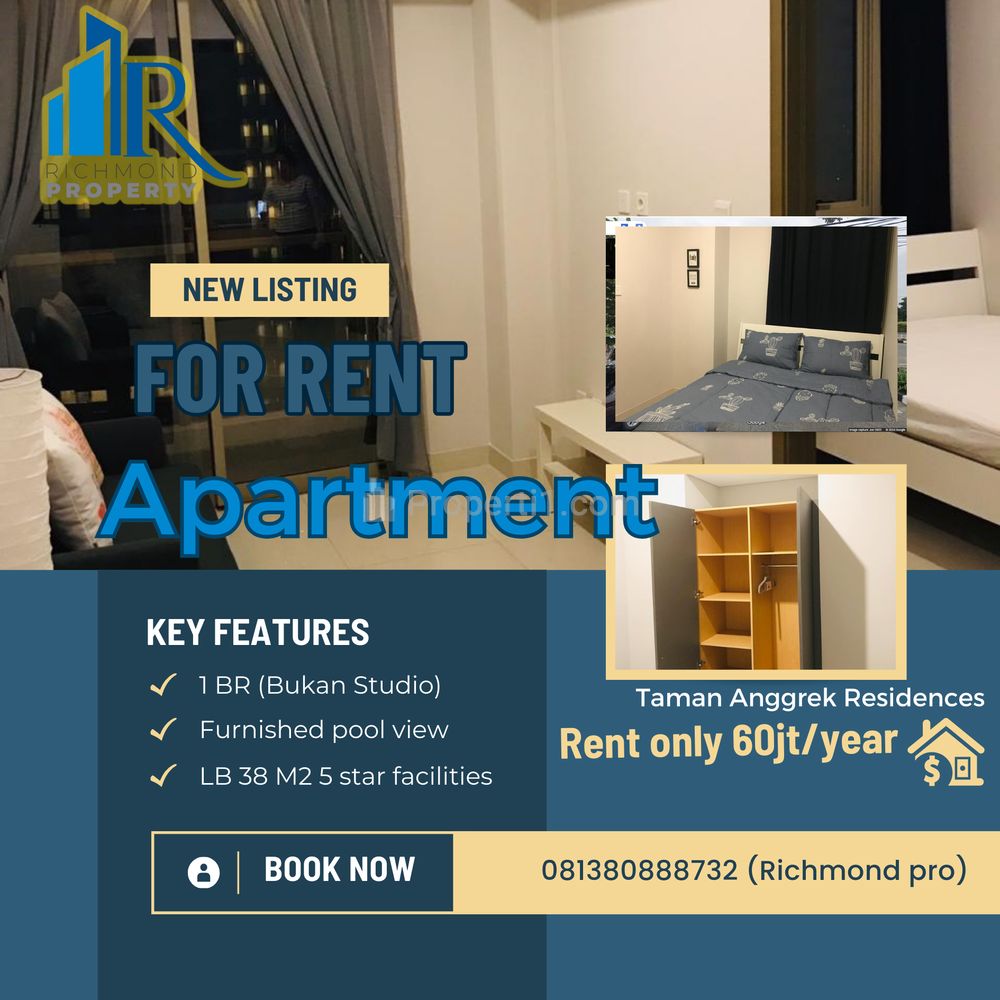 Sewa Apartemen Taman Anggrek Residences STC 15 Full Furnished, 1 ...